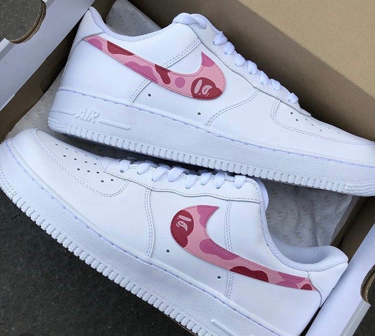 Pink camo tick af1 customs – Apollo Apparel